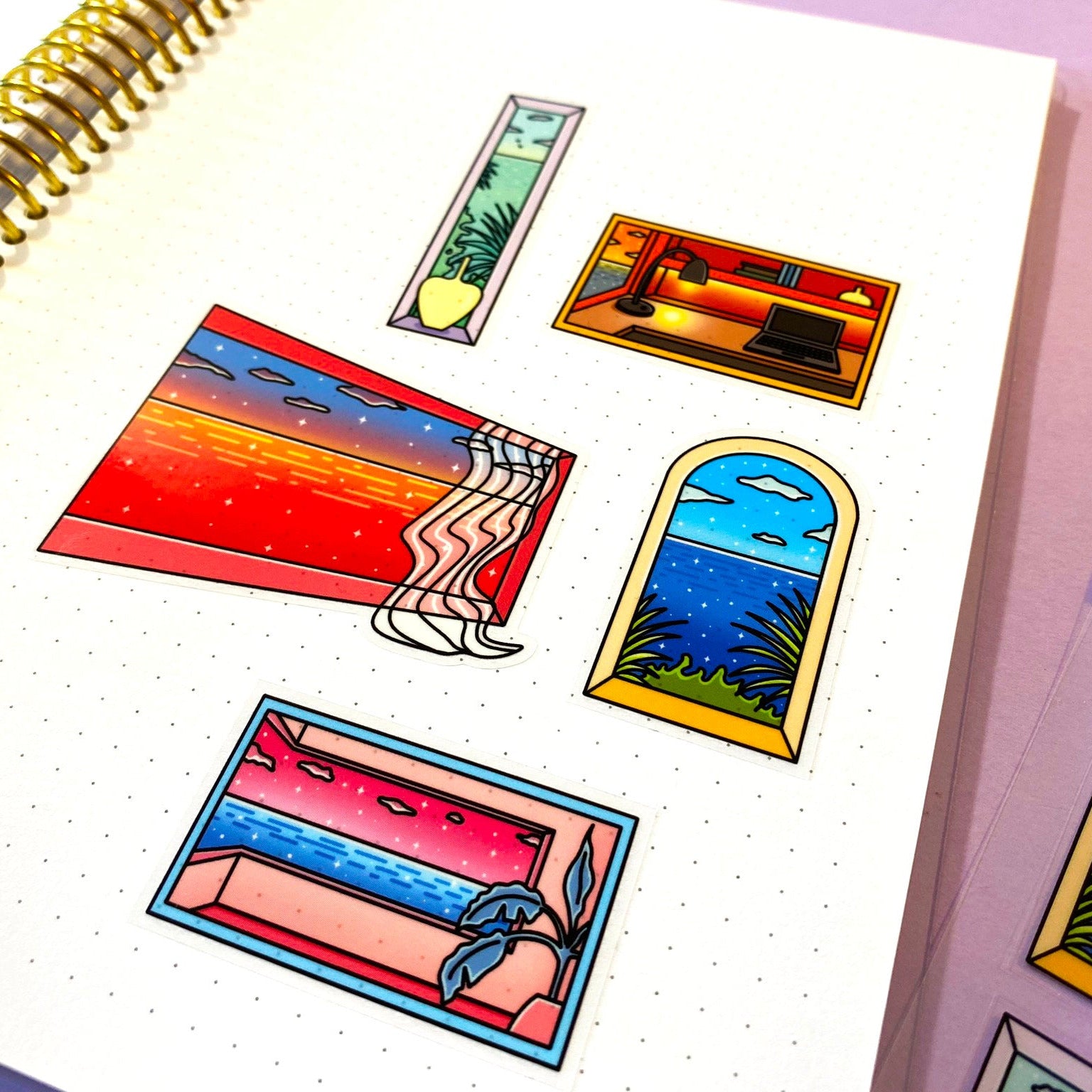 Clear Sticker Sheet | Vaporwave window, view & ocean – IhoomiArt Shop